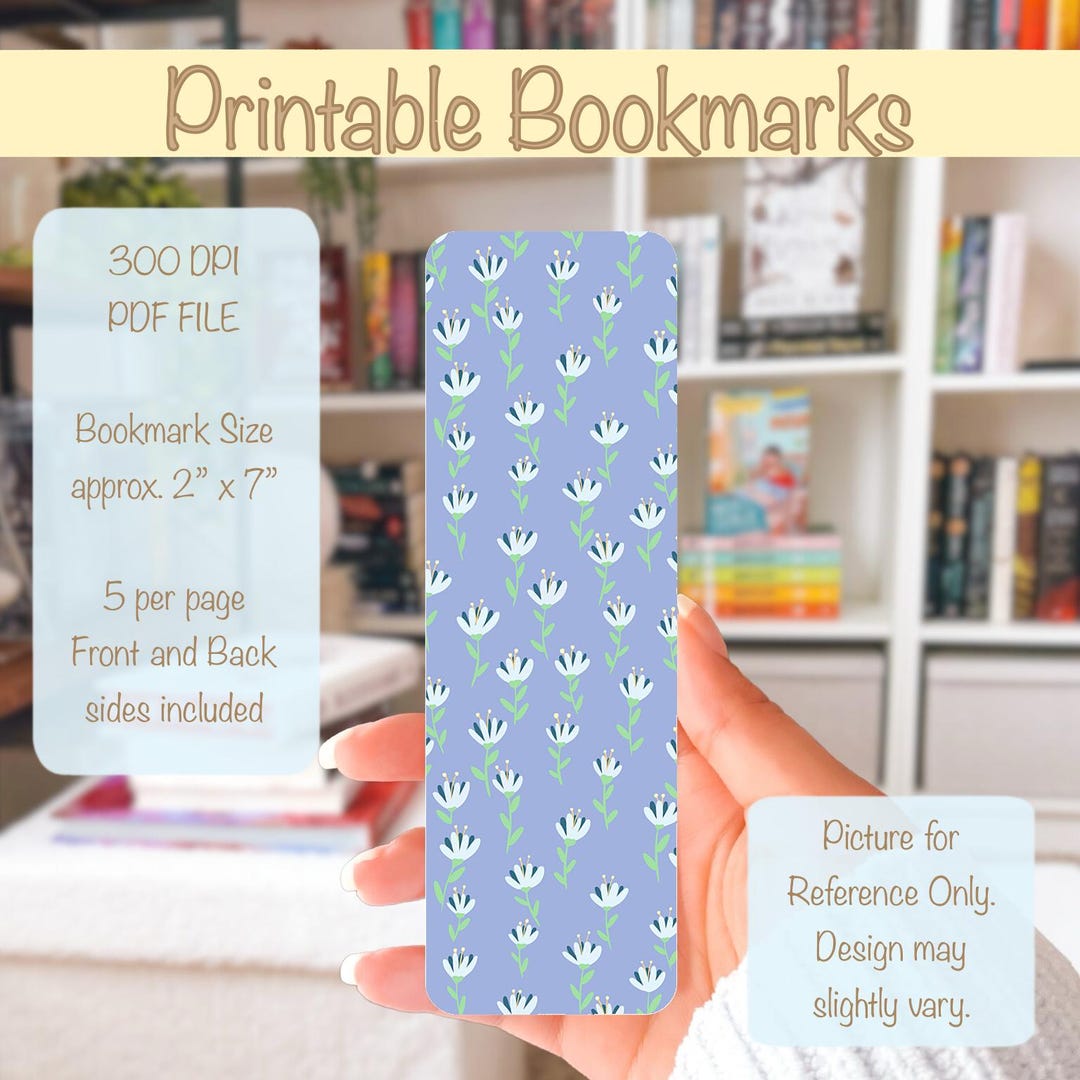 Whimsical Flower Printable Bookmark | Digital Download | 2x7” PDF Files ...