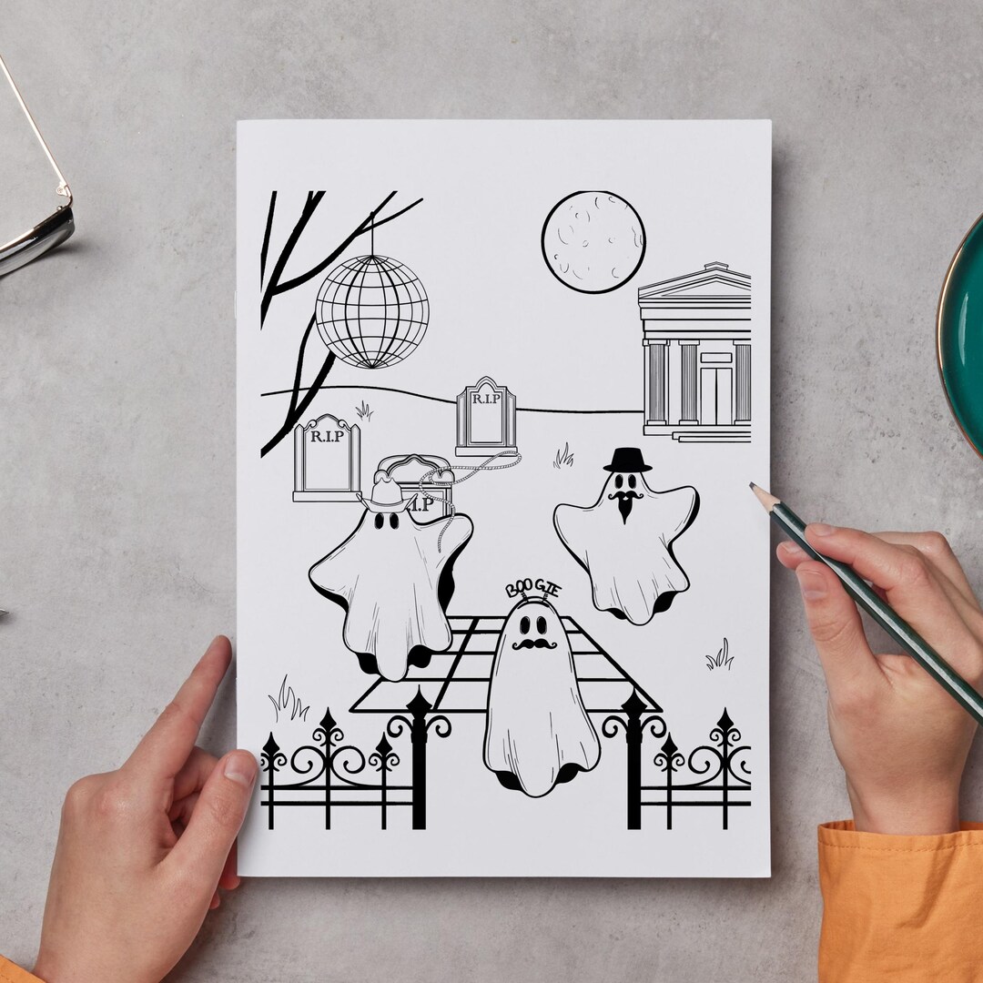 Ghost Dance Party Coloring Page | Cute Spooky Coloring Sheet PDF ...