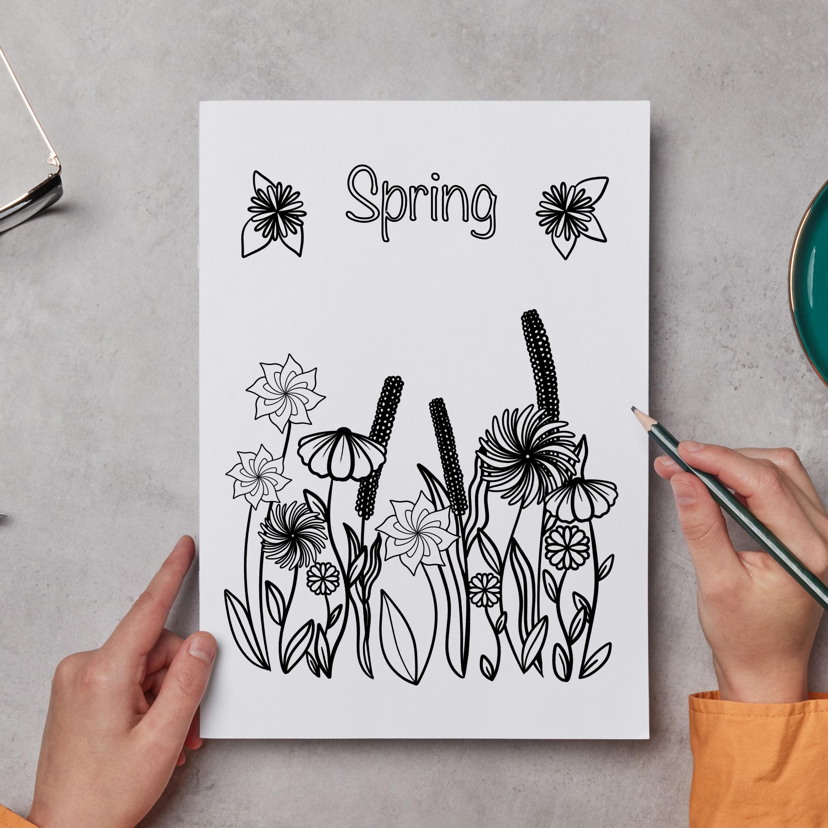 Spring Flowers Coloring Page | Spring Coloring Page | Printable ...