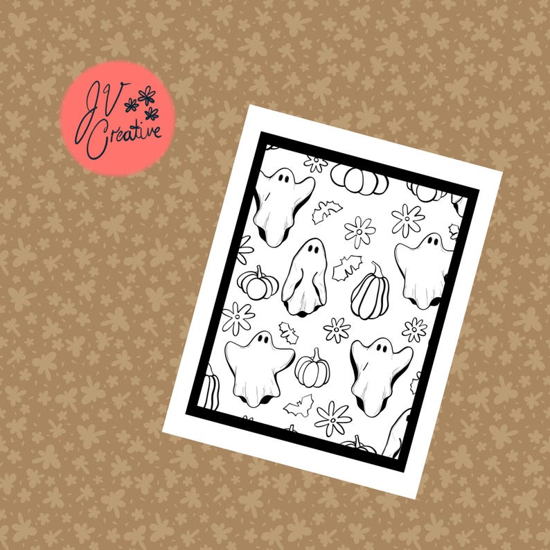 Halloween Coloring Page, Ghosts, Pumpkins, Bats (PDF & JPEG Files) - Etsy