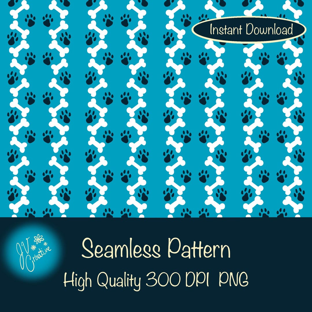 Dog Bones & Paw Prints Seamless Pattern | Cute Pet Lover Digital Print ...