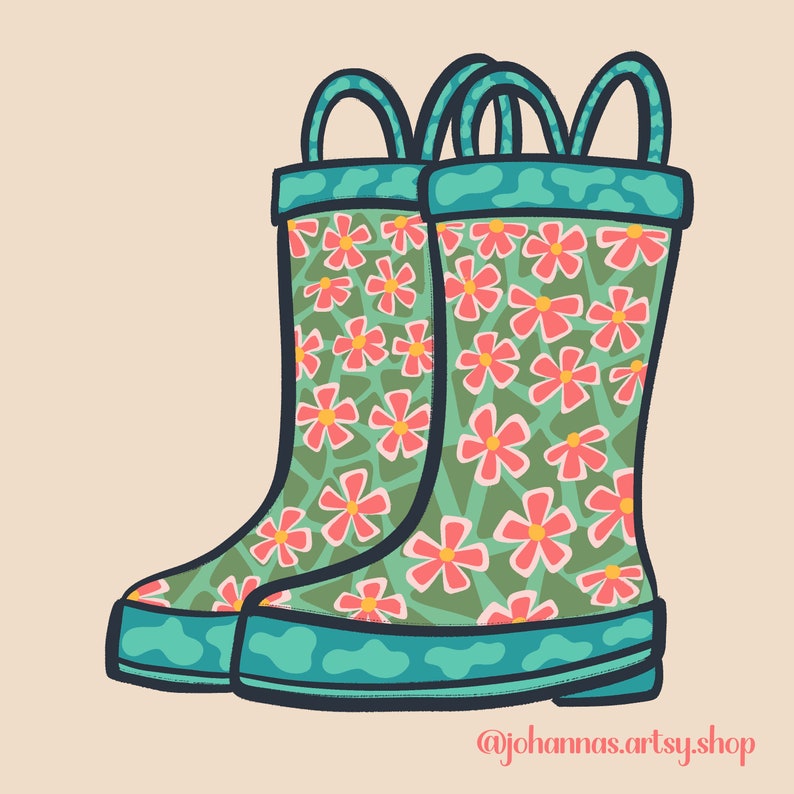 Rain Boots Coloring Page: Spring Activity for Kids (JPEG File) - Etsy