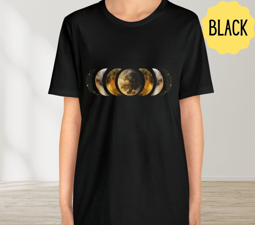 Gold Moon Phases Shirt, Mystic Moon Shirt, Celestial Moon Shirt, Lunar ...