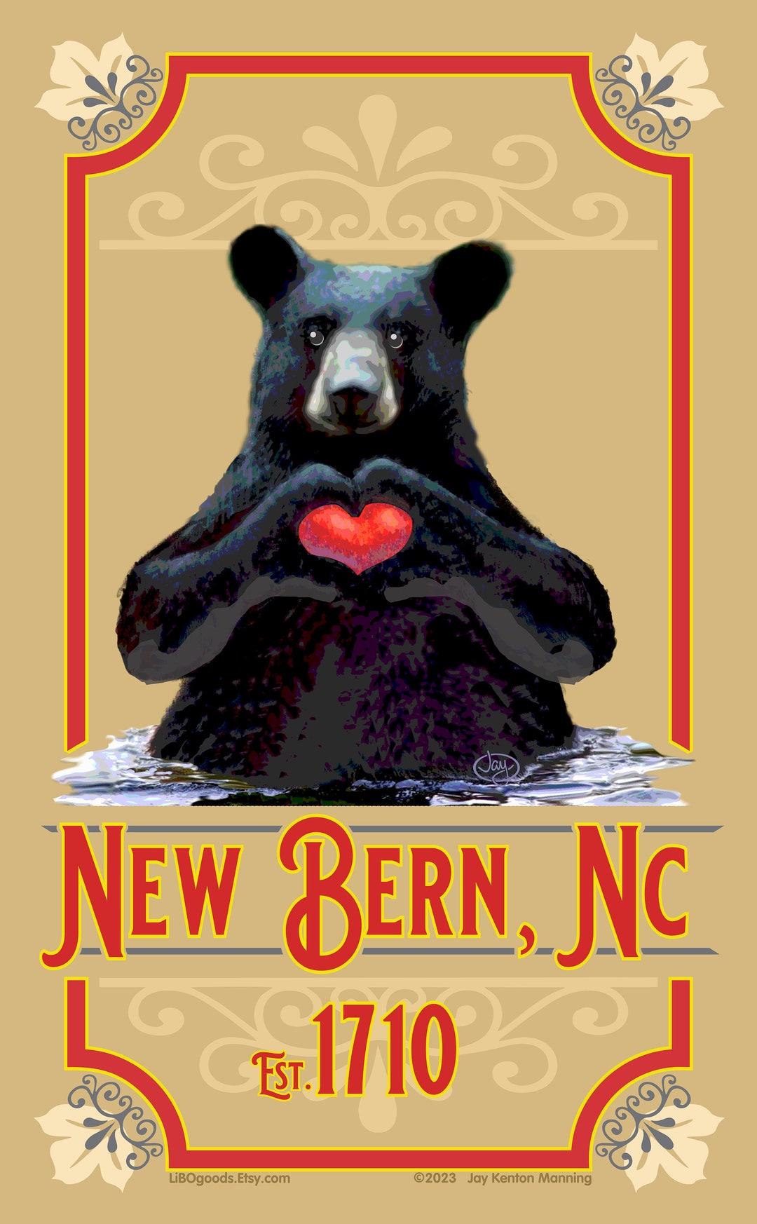 New Bern River Bear- Single Sided Heavy Weight Banner - Etsy