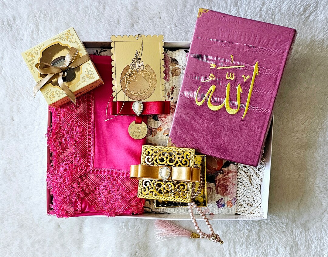 7 Items Customized Prayer Mat Quran Tasbeh Hijab, Duamatic Ayatul Kursi ...