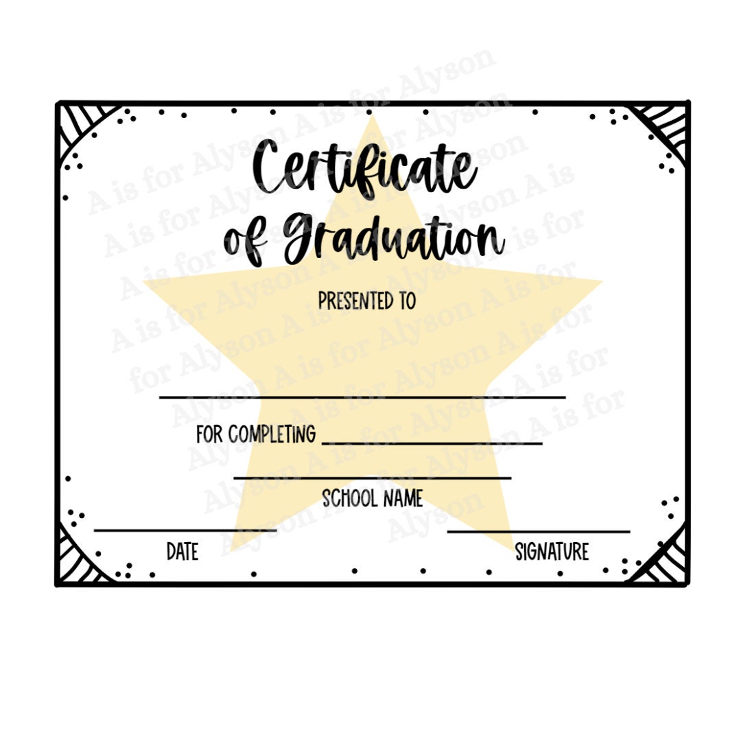 Graduation Certificate for Pre-k, Kinder, 1st, 2nd, Printable and ...