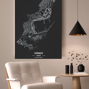 Track Map Monaco Monte Carlo Wall Poster Canvas Poster - Din A1,A2,A3 ...