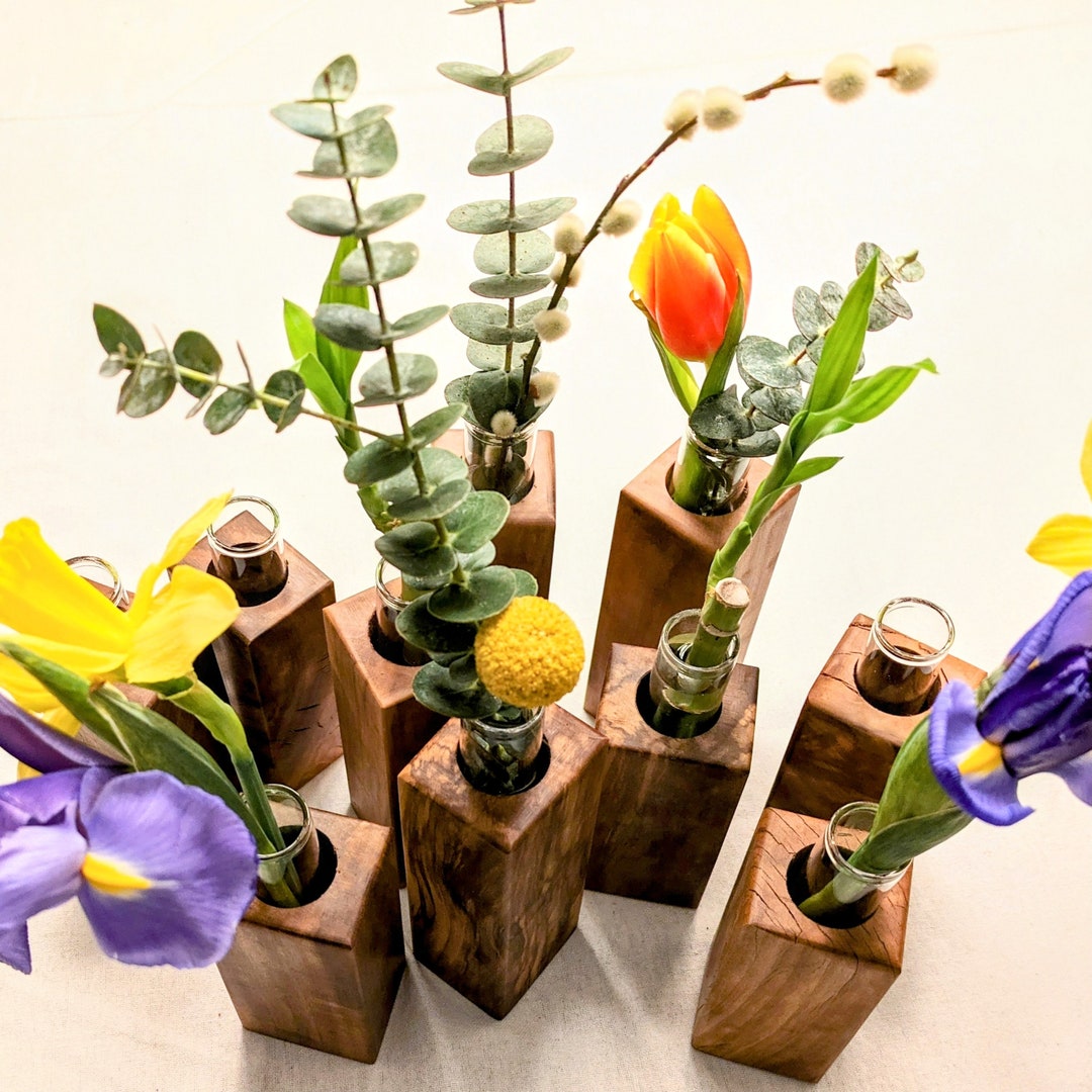 Bud Vase Set Walnut Wood Vase Single Vase or Mismatched Sets - Etsy