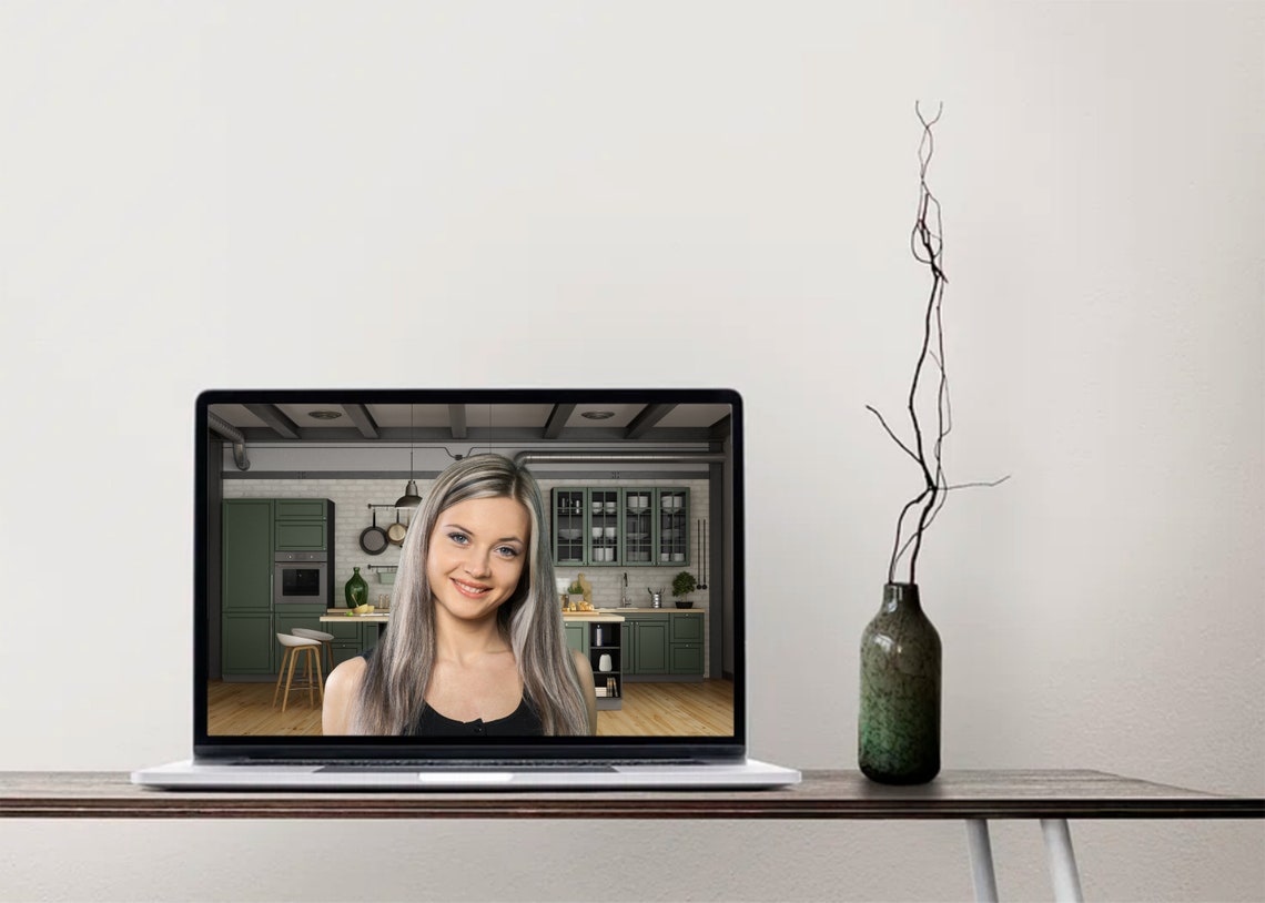 Chic Kitchen Digital Zoom Background, Realistic Virtual Background ...