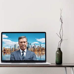 City Skyline Digital Zoom Background, Clean Bright Home Office Backdrop ...