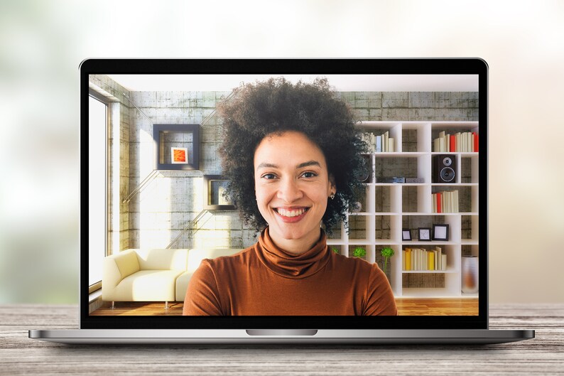 Home Office Bookcase Zoom Background, Digital Backdrop Bookshelf MS ...