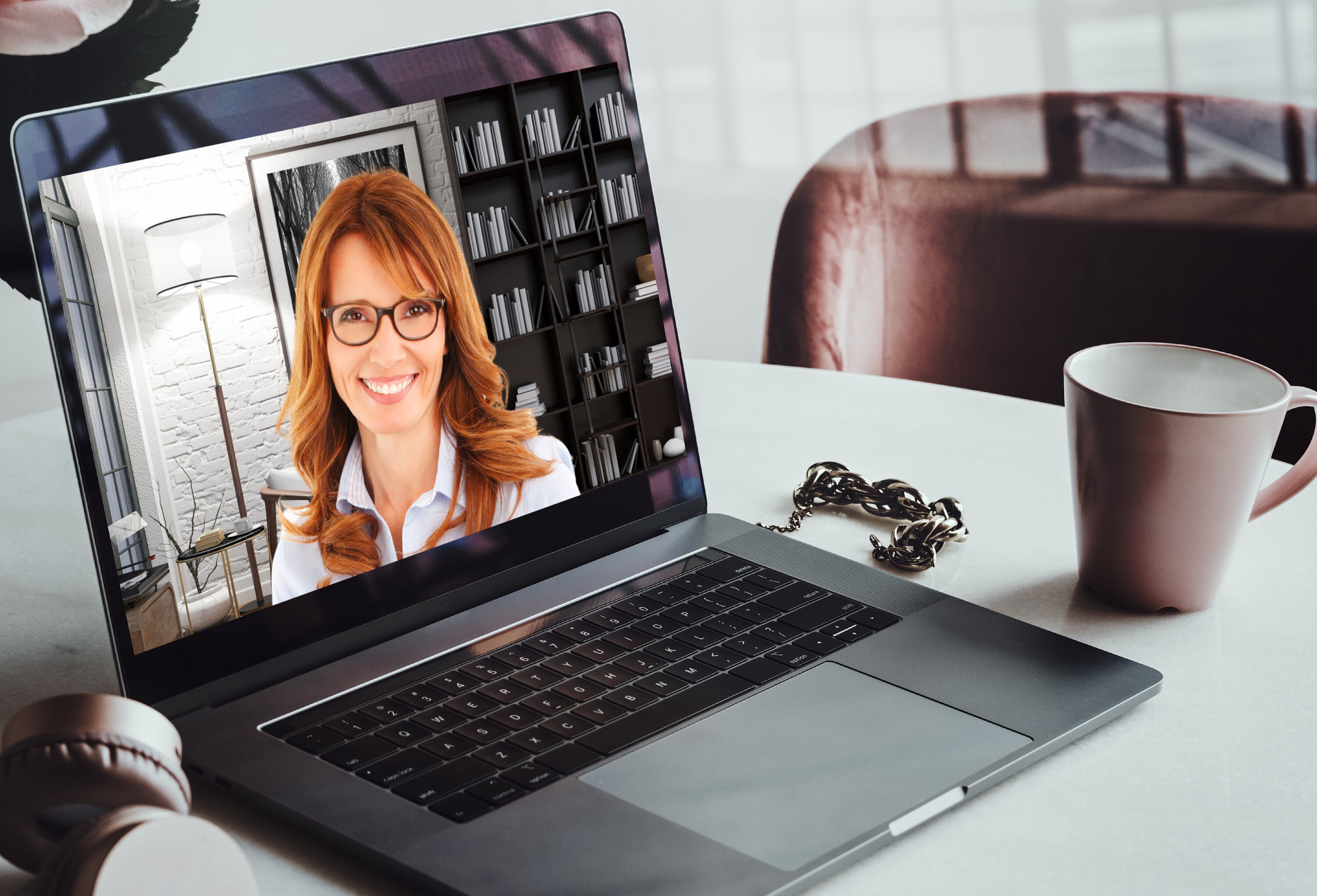 Home Office Zoom Background Bookshelf, Virtual Background, Zoom Meeting ...