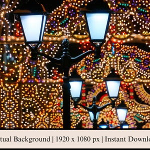 Zoom Christmas Background, Digital Christmas Lights Background PNG ...