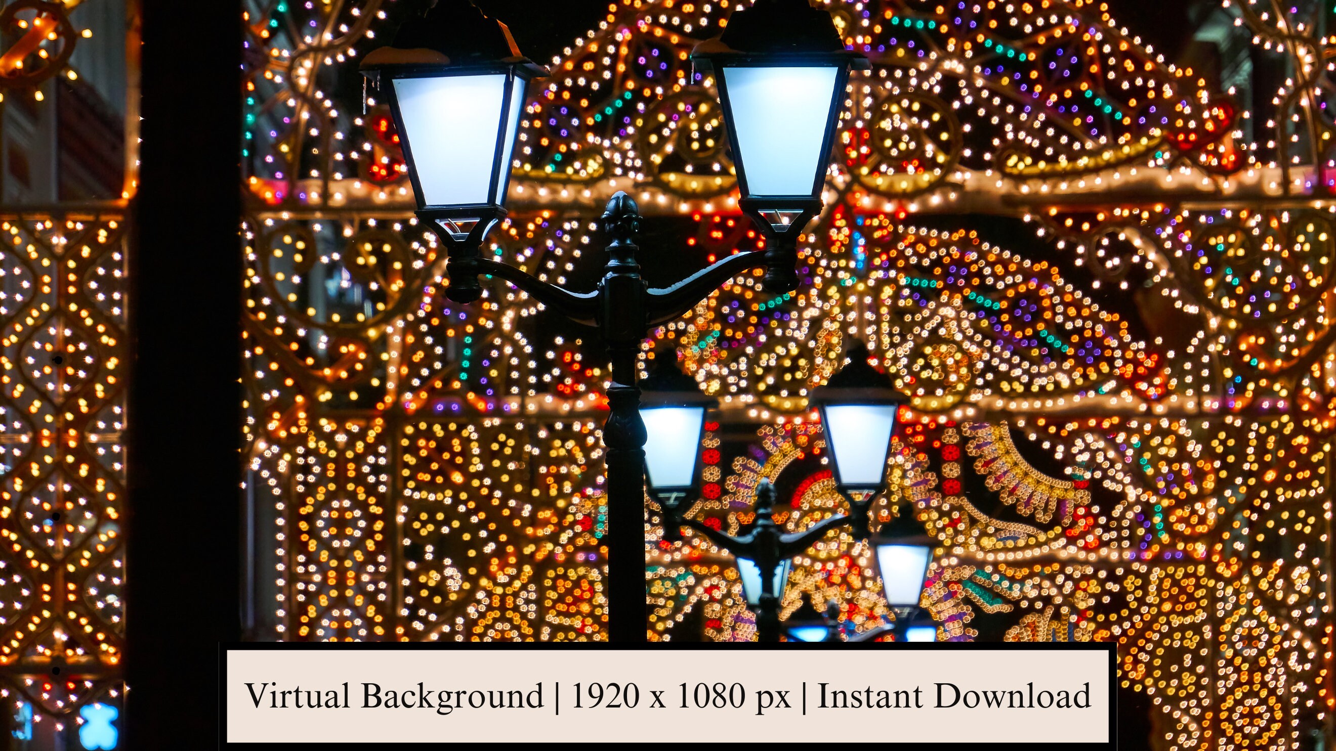 Zoom Christmas Background, Digital Christmas Lights Background PNG ...