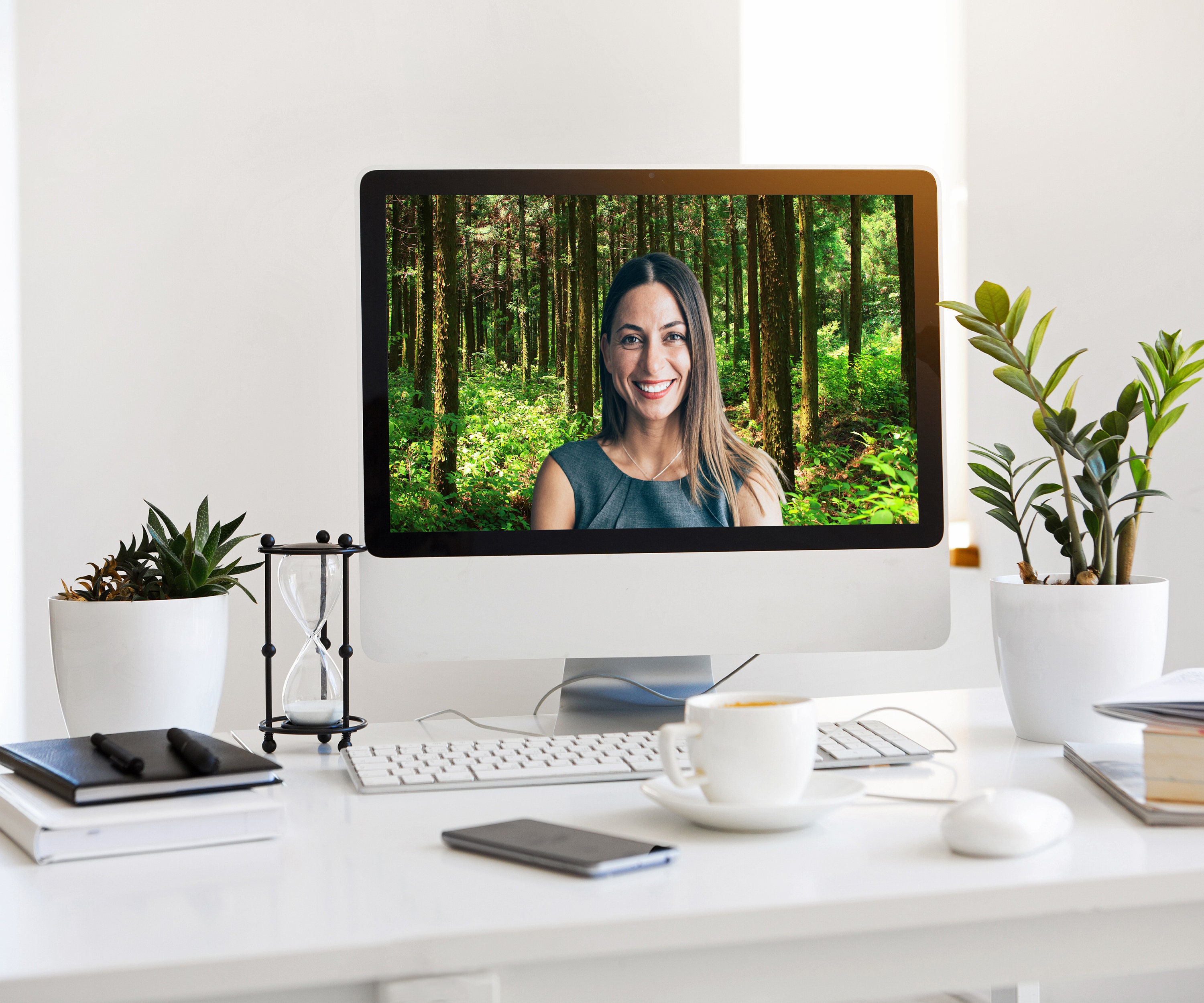 Forest Home Office Zoom Background, Virtual Backdrop Zoom Meeting ...