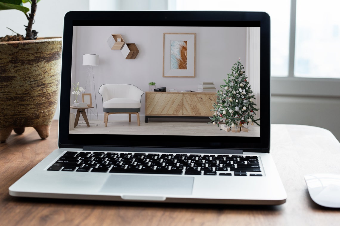 Realistic Home Office Digital Background Christmas Zoom - Etsy