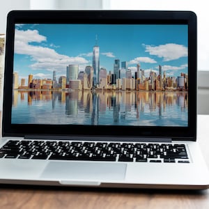 City Skyline Digital Zoom Background, Clean Bright Home Office Backdrop ...