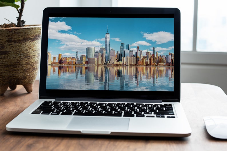 City Skyline Digital Zoom Background, Clean Bright Home Office Backdrop ...