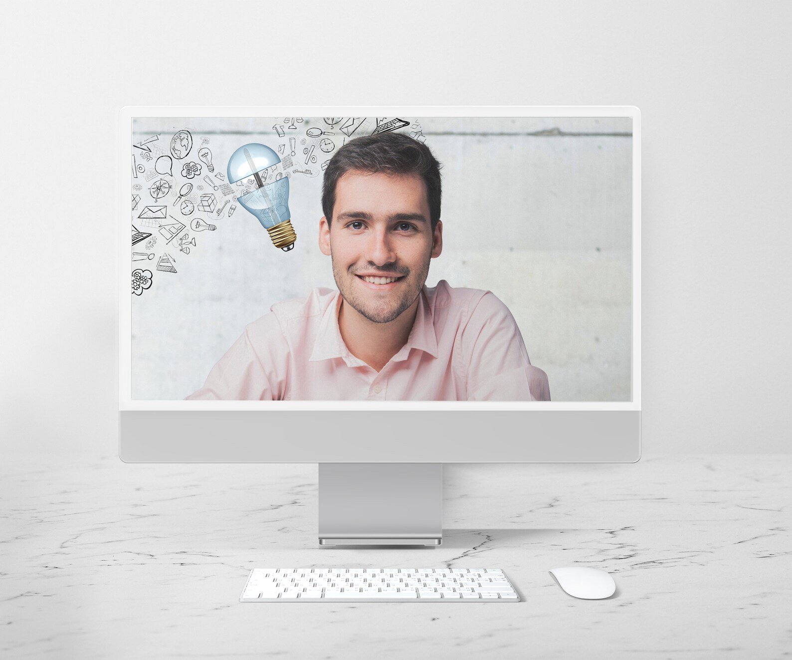 Thinking Light Bulb Home Office Zoom Background, Professional Business ...