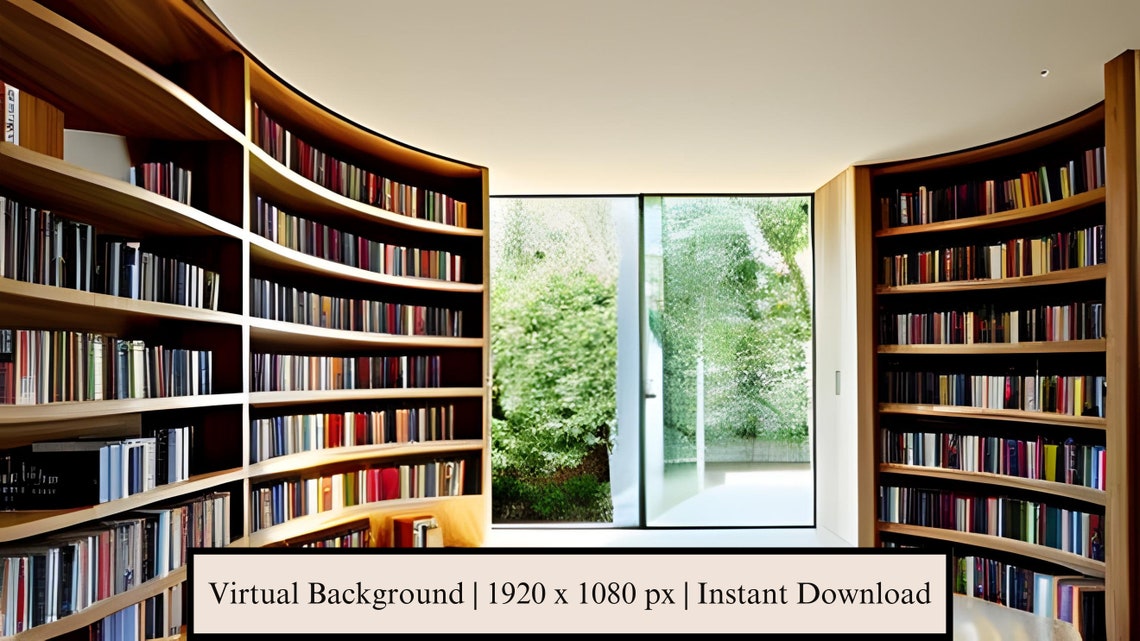 Library Digital Zoom Background Window, Bookshelf Zoom Backgrounds Home ...