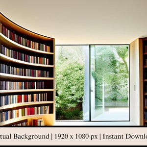 Library Digital Zoom Background Window, Bookshelf Zoom Backgrounds Home ...