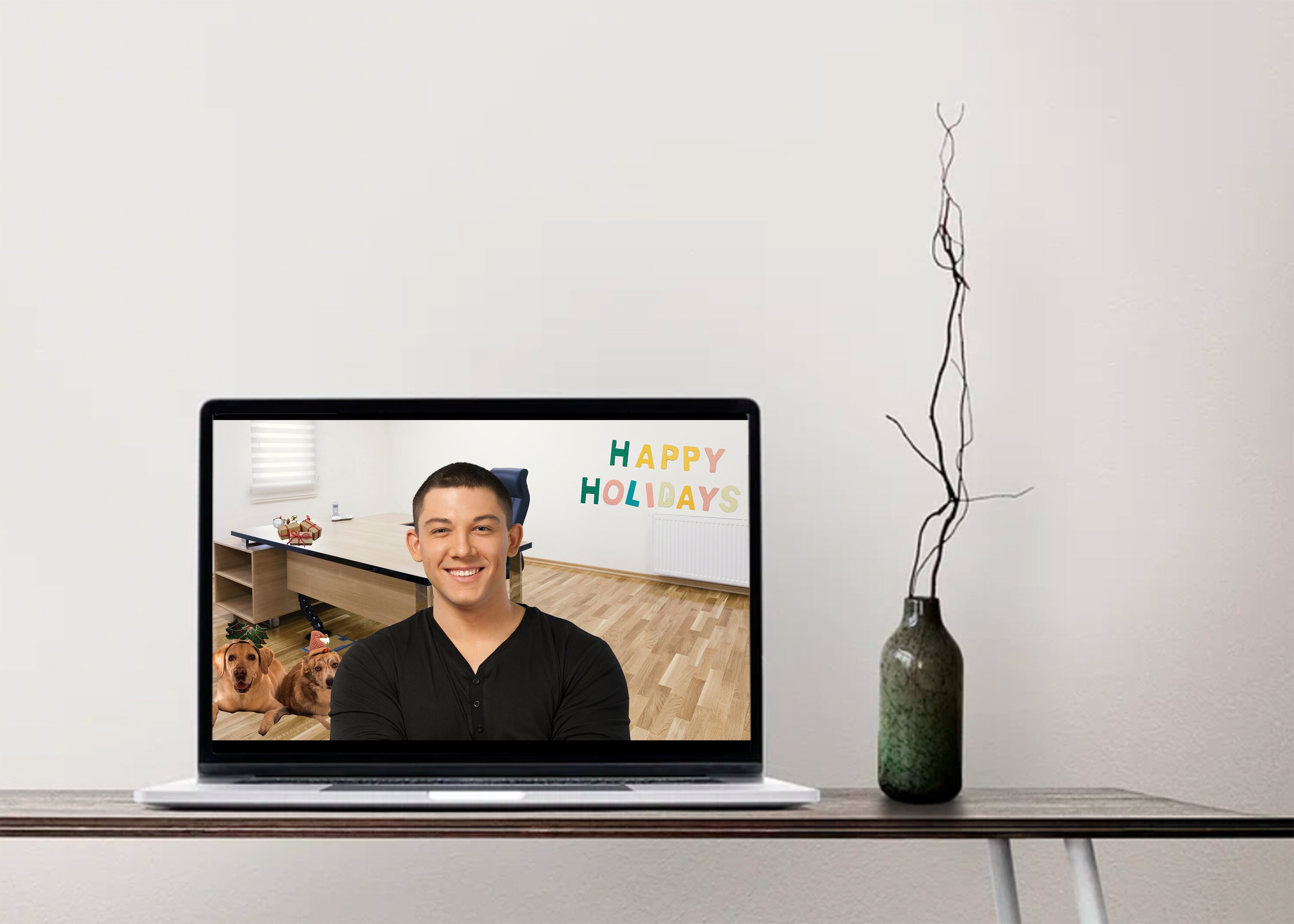 Christmas Virtual Zoom Background, Happy Holidays Digital Download ...