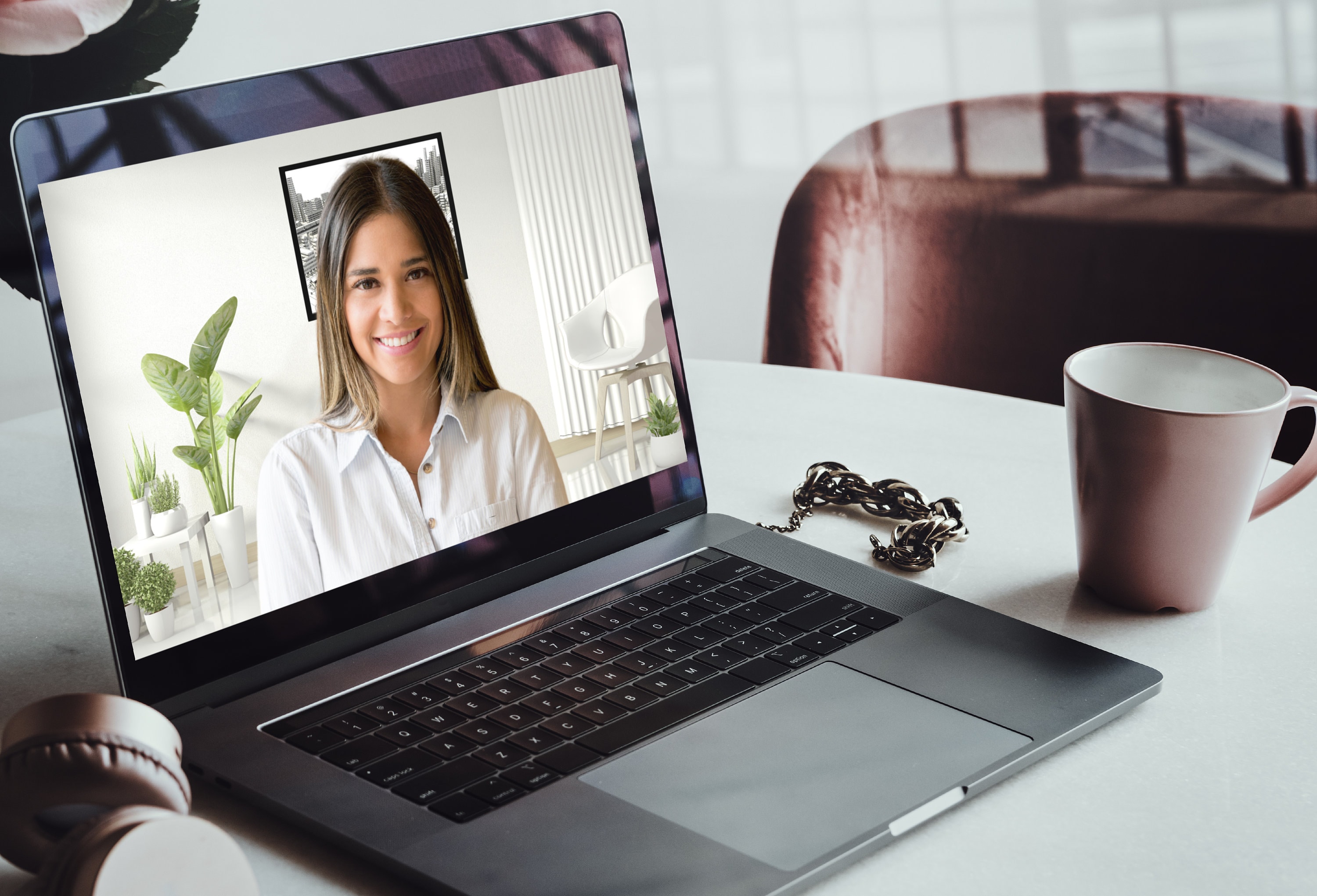 Plain Wall Virtual Background Zoom With Painting, White Minimalist Zoom ...