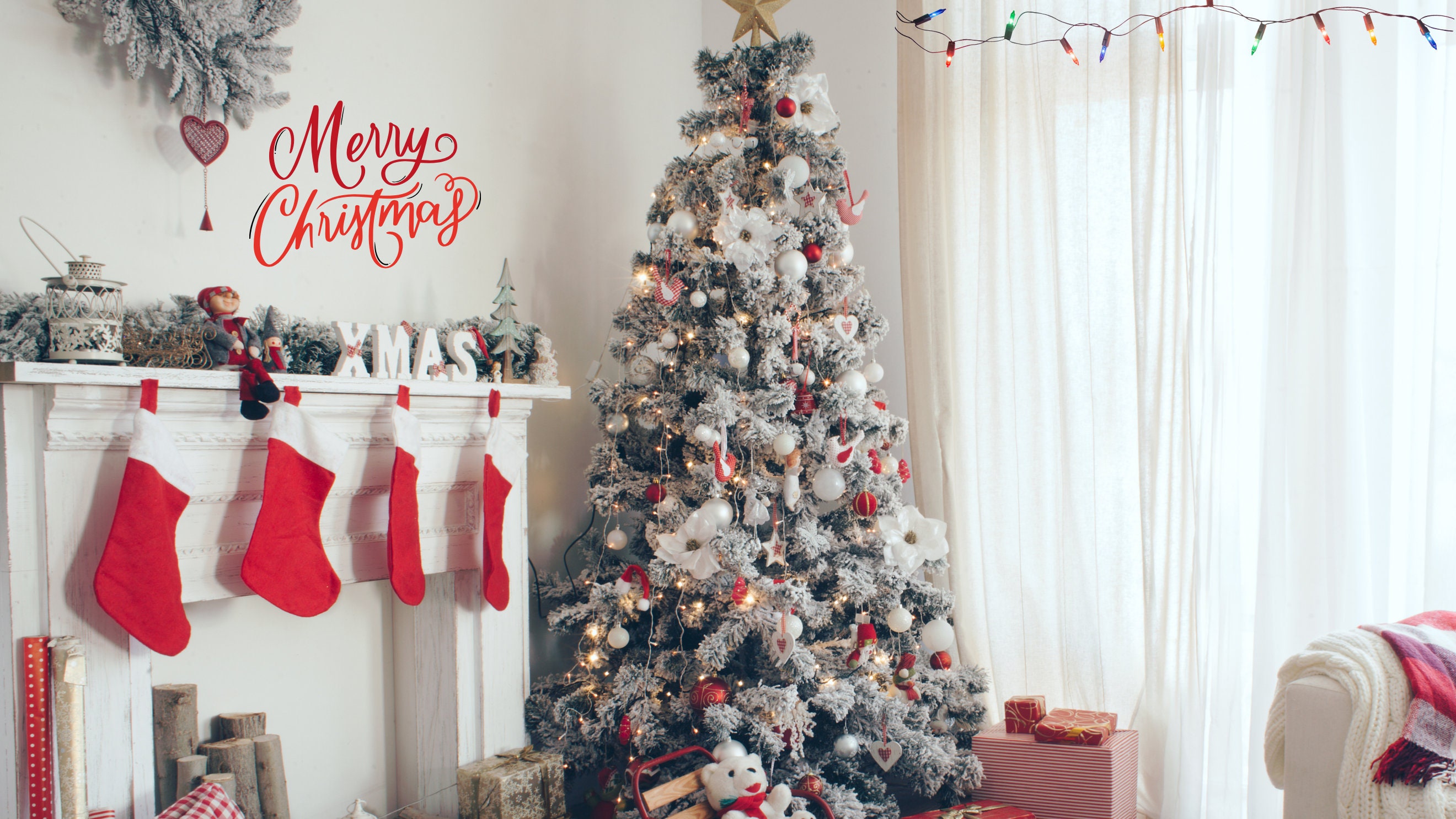 Home Office Christmas Zoom Background, Holiday Virtual Background, Zoom ...