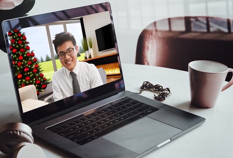 Christmas Backdrop, Zoom Background Home Office, Digital Xmas ...