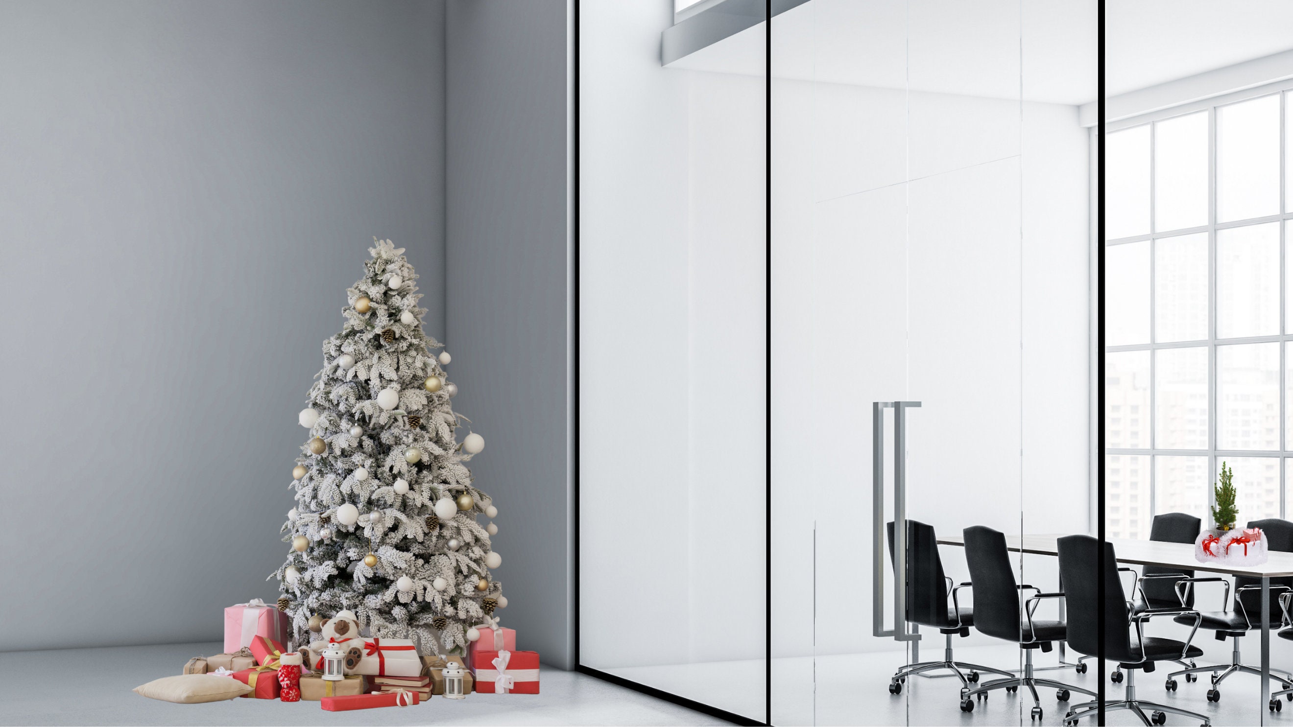 Bright Christmas Zoom Office Background, Professional Home Office Xmas ...