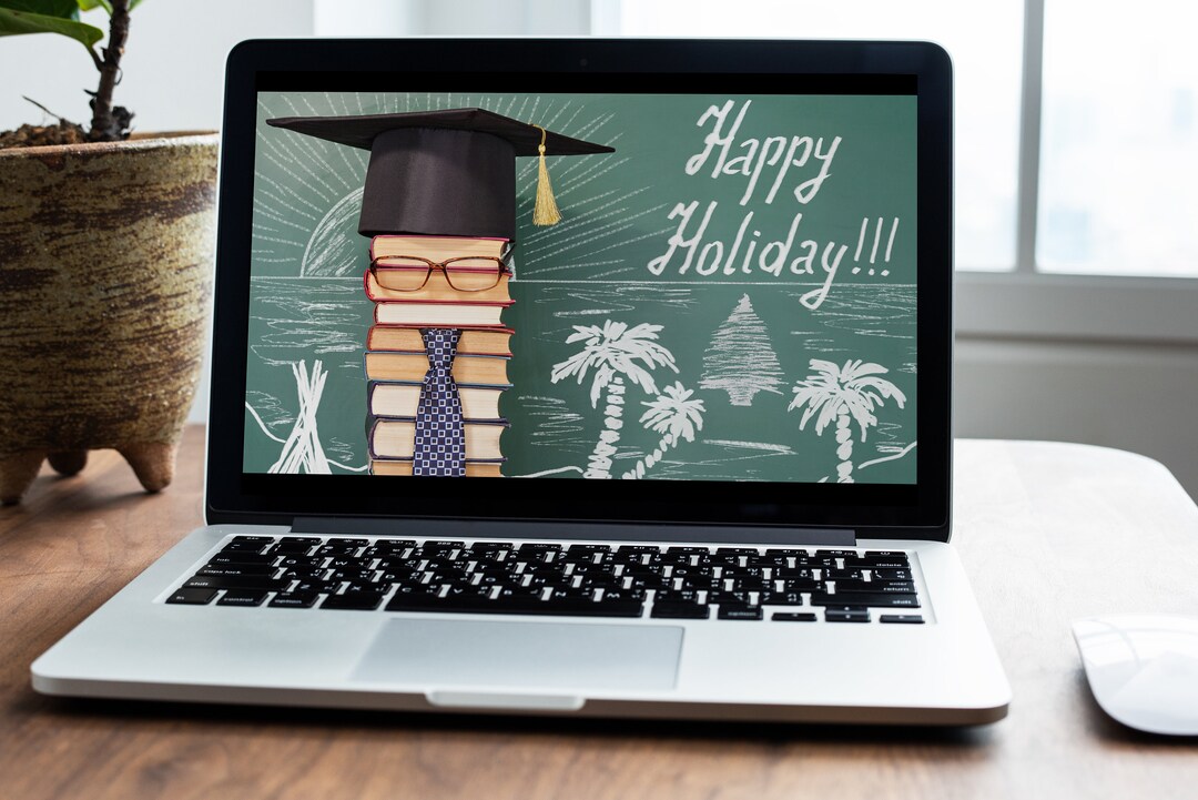 Happy Holiday Teacher Virtual Background Home Office, Online Teaching ...
