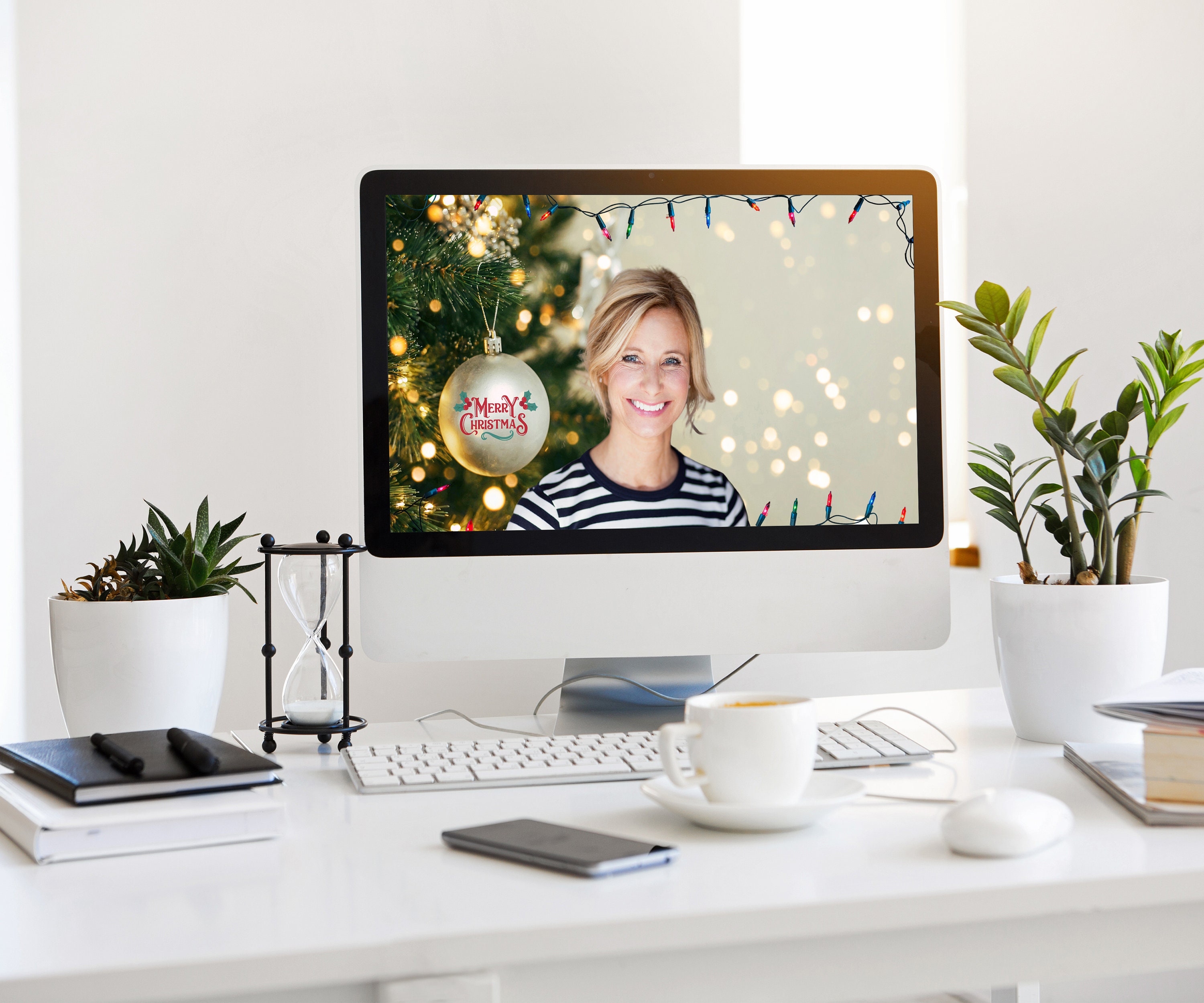 Merry Christmas Zoom Background Home Office, Christmas Virtual ...