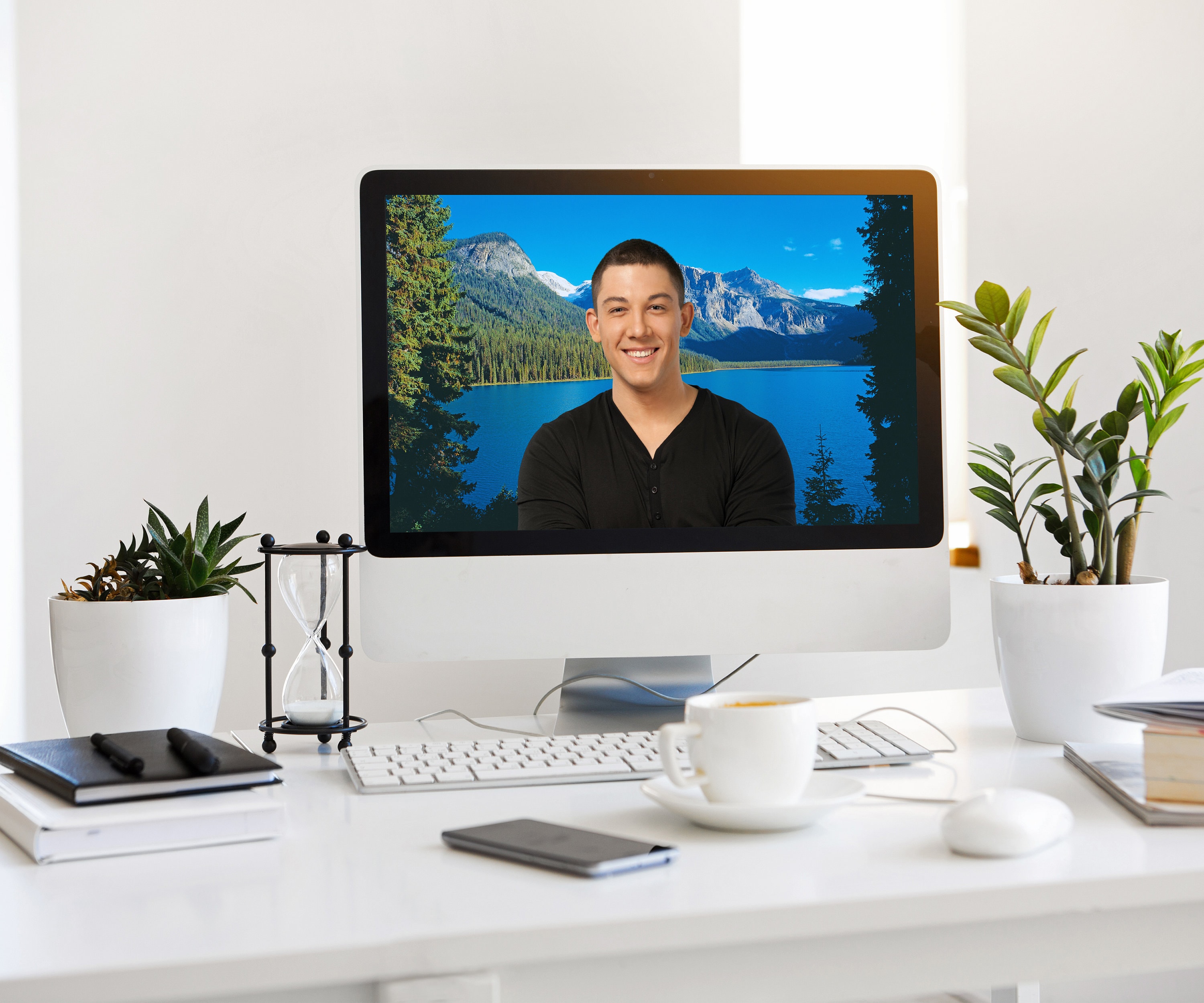 Zoom Background Mountains and Lake, Microsoft Teams Virtual Background ...