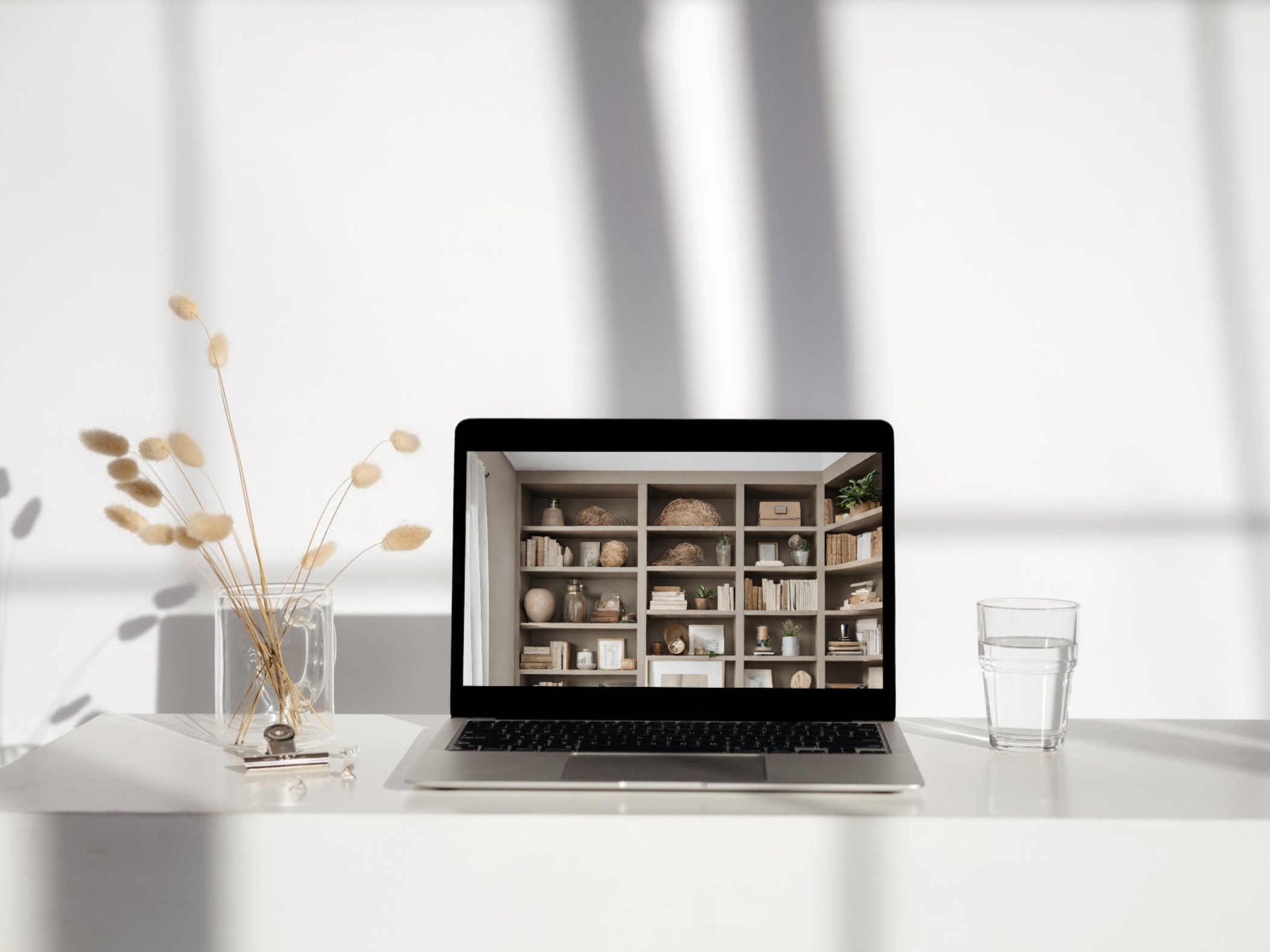 Work From Home Virtual Zoom Background, Minimalist MS Teams Bookcase ...