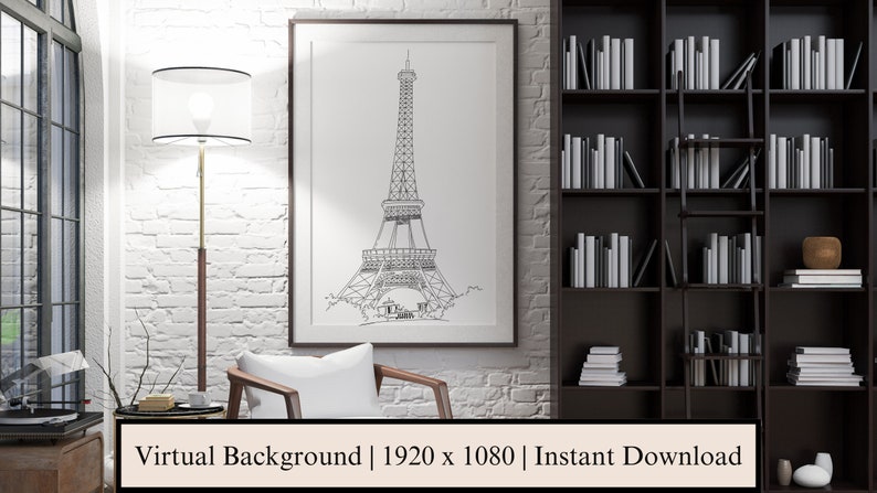 Eiffel Tower Painting Zoom Background, ESL Teacher Virtual Background ...