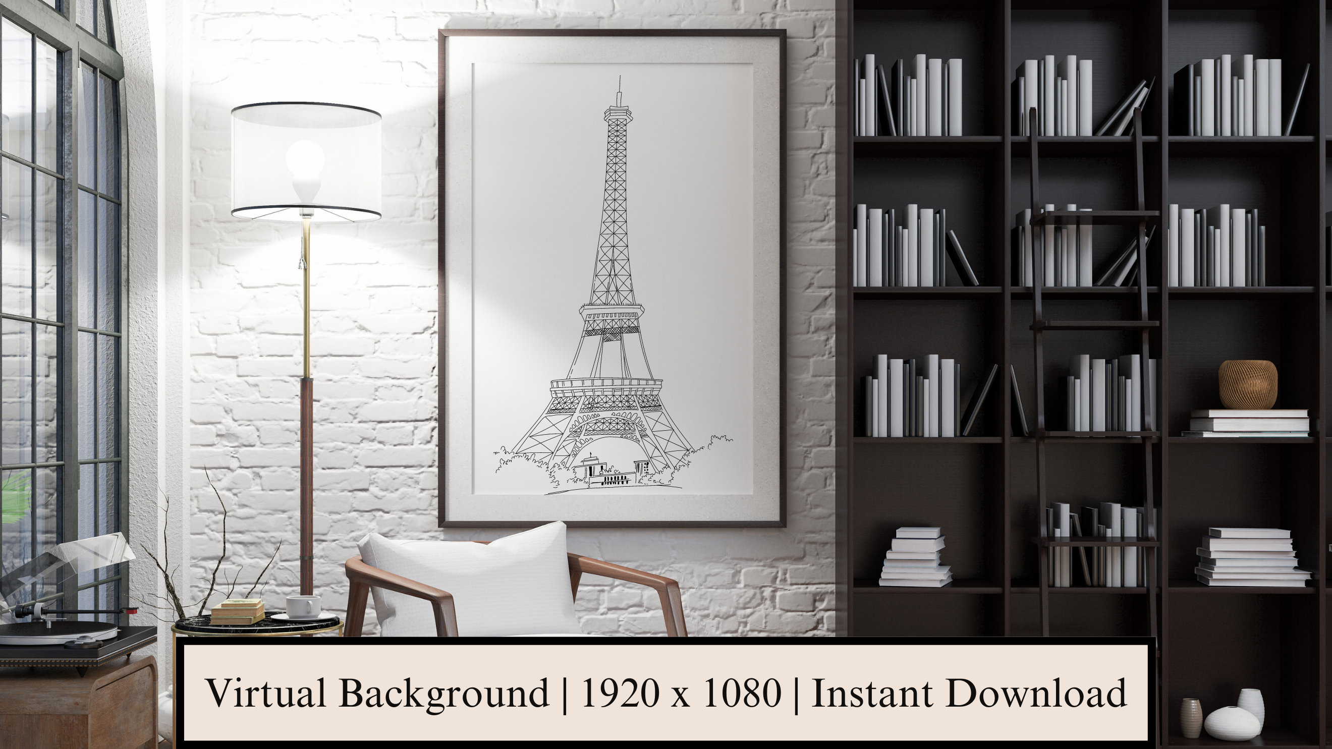 Eiffel Tower Painting Zoom Background, ESL Teacher Virtual Background ...