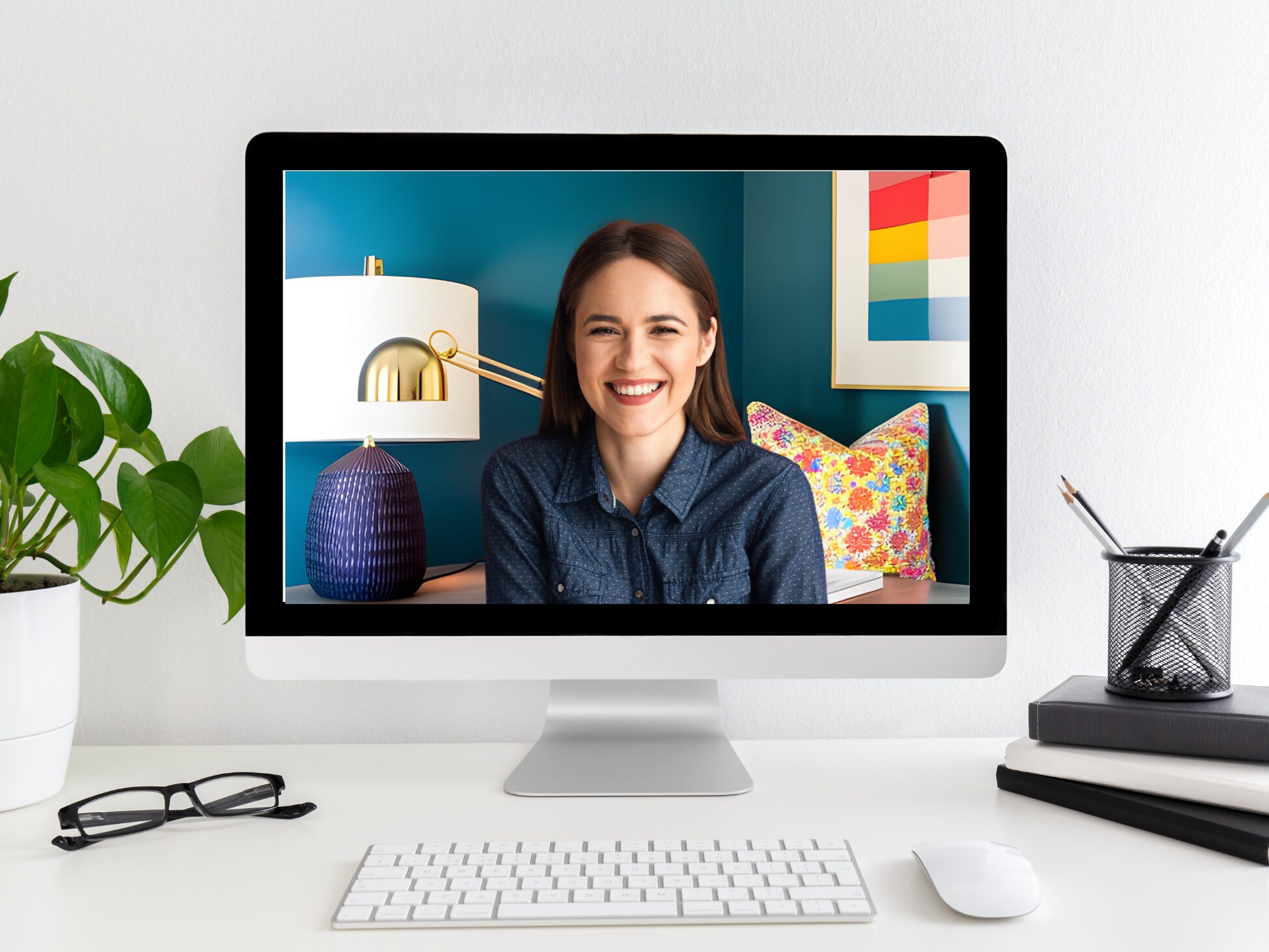 Unique Zoom Background for Video Calls, Vibrant Bright Colored Virtual ...