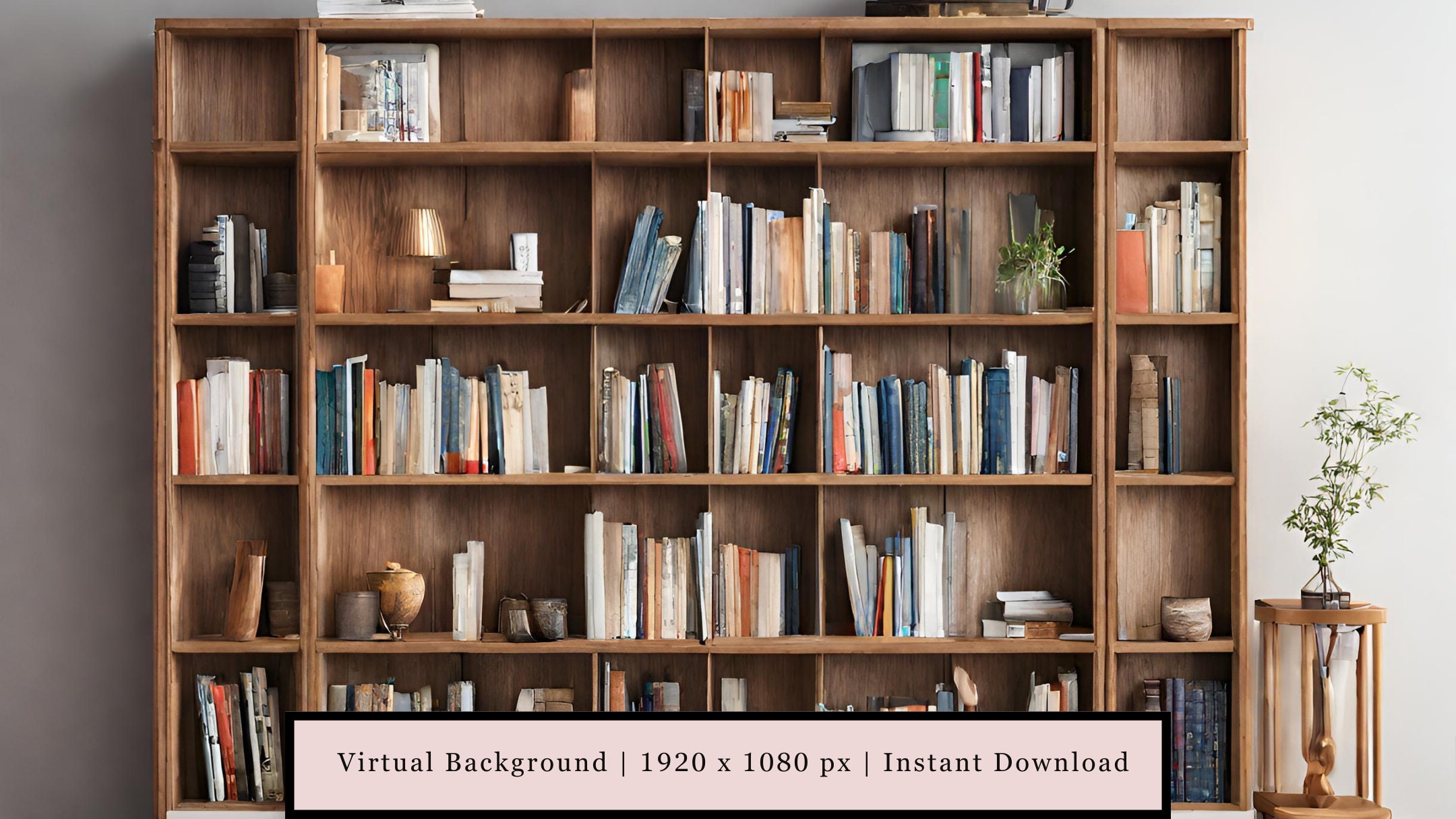 Zoom Backgrounds Bookcase, MS Teams Bookshelf Backdrop, Library Shelves Background, Professional ...