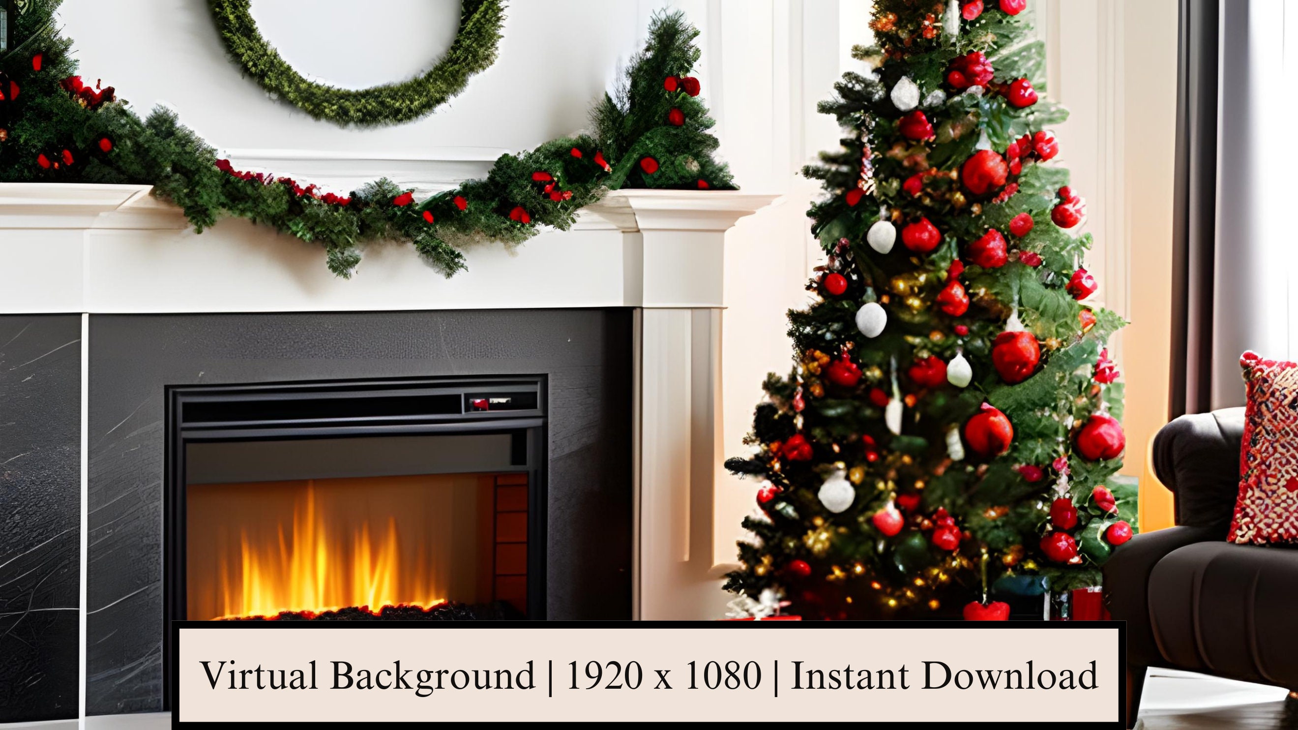 Christmas Zoom Backdrop, Teams Background Home Office, Digital Xmas ...