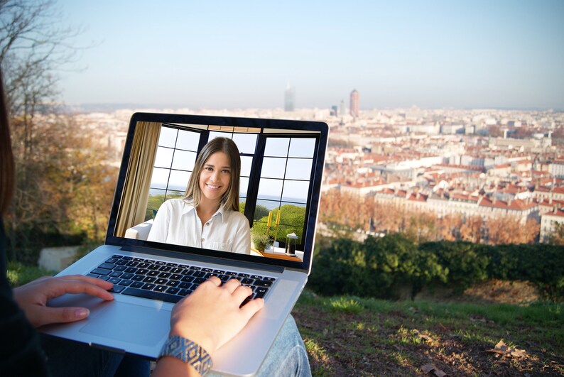 Bright Ocean Windows Zoom Background, Zoom Call Backdrop, Digital ...