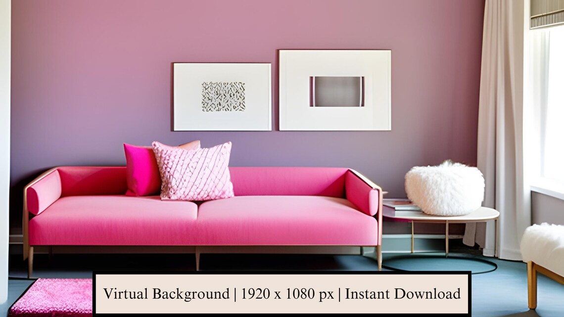 Home Office Virtual Background Pink, Zoom Meeting Backdrop, Vibrant ...