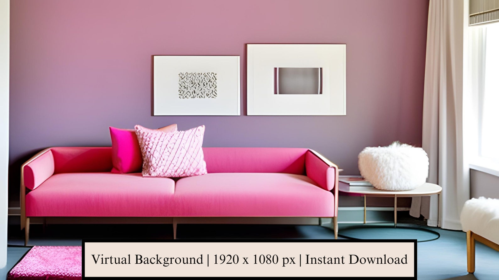 Home Office Virtual Background Pink, Zoom Meeting Backdrop, Vibrant ...