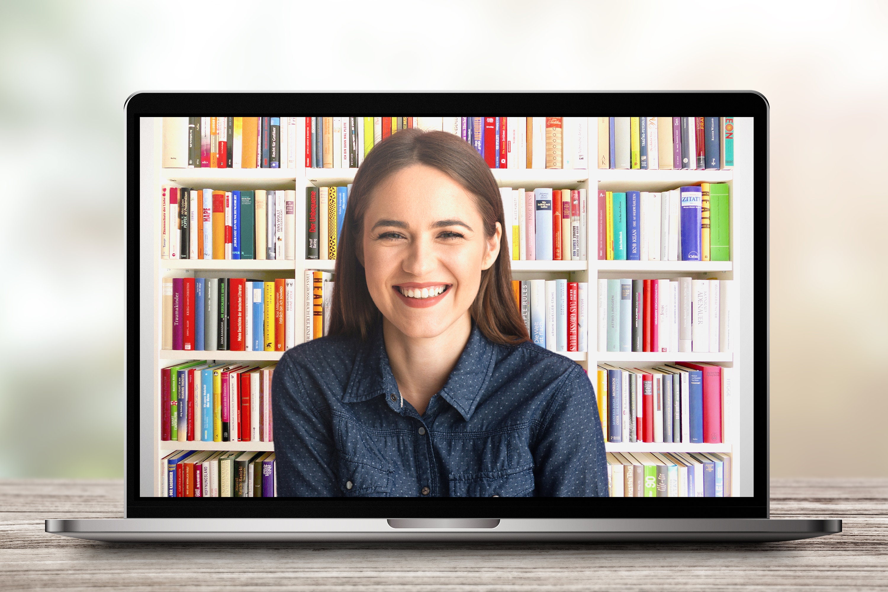 Zoom Background Bookshelf Home Office Virtual Background, White ...