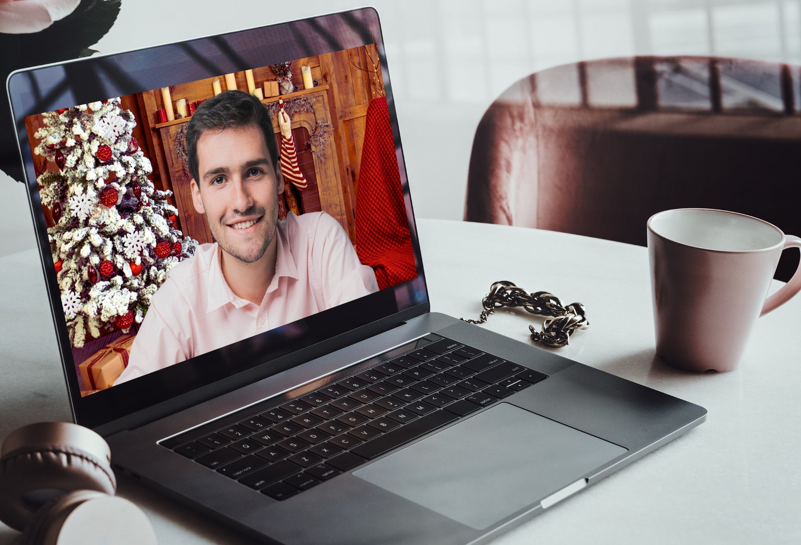 Christmas Digital Zoom Background, Virtual Xmas Holiday Party Backdrop ...