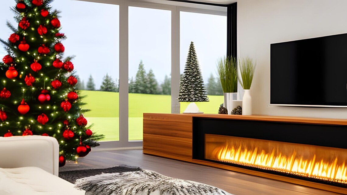 Christmas Backdrop, Zoom Background Home Office, Digital Xmas ...