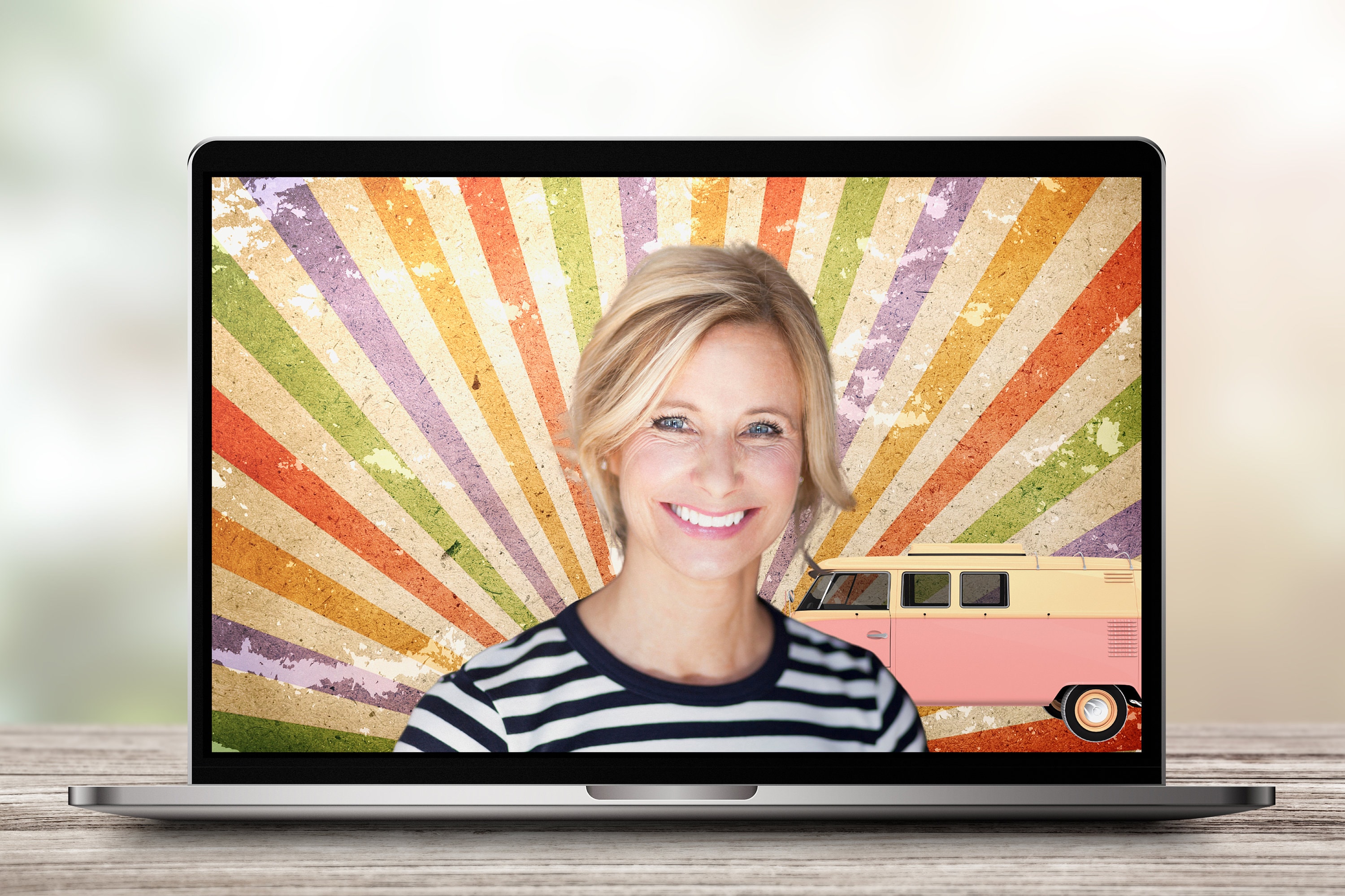 Retro Virtual Zoom Background, CMYK Color Background Digital Download ...