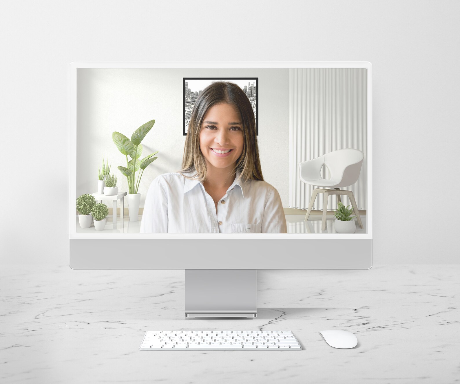 Plain Wall Virtual Background Zoom With Painting, White Minimalist Zoom ...