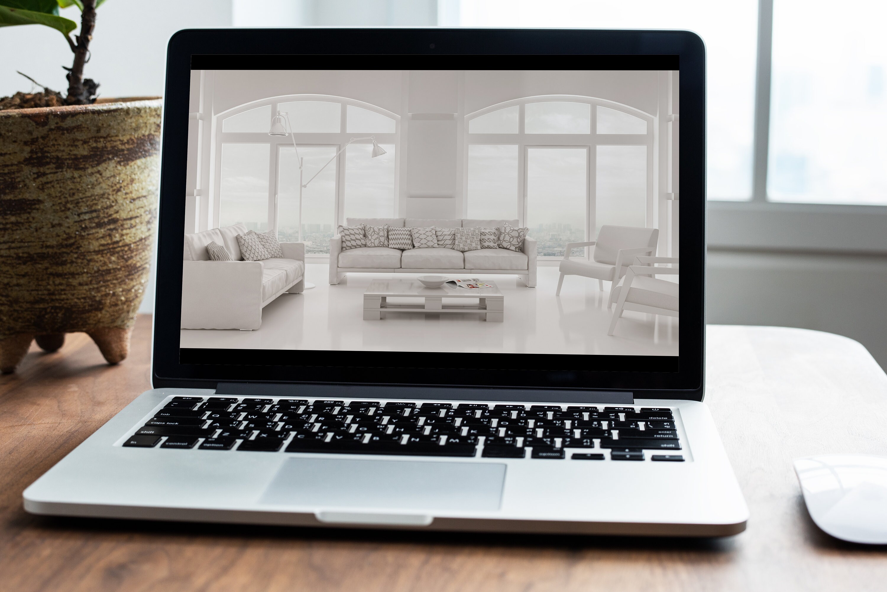 Bright White Virtual Background With Windows, Home Office Zoom ...