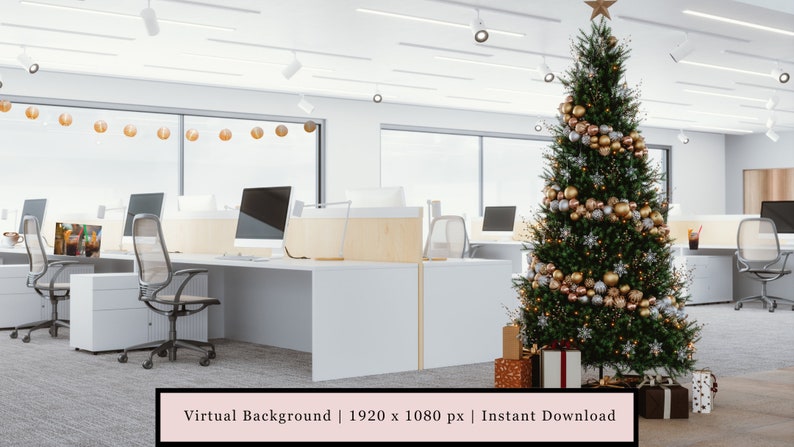 Realistic Office Christmas Zoom Background, Zoom Christmas Virtual ...