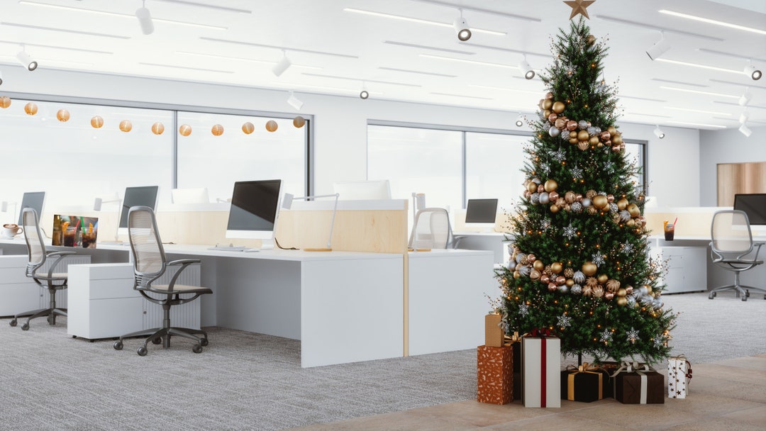Realistic Office Christmas Zoom Background, Zoom Christmas Virtual ...